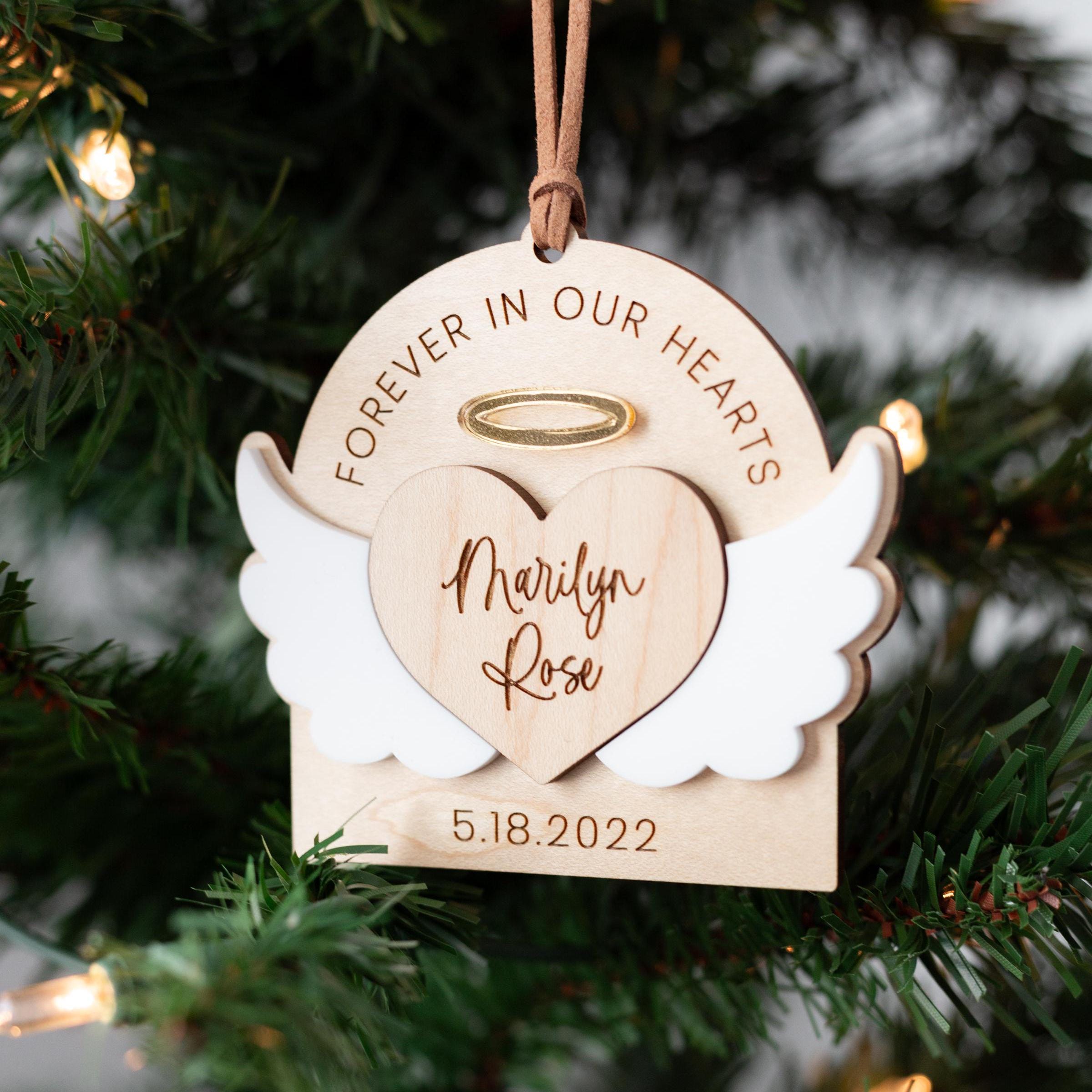 Memorial Ornament Angel Wings Heart Laser Sympathy Gift Cutting File ...