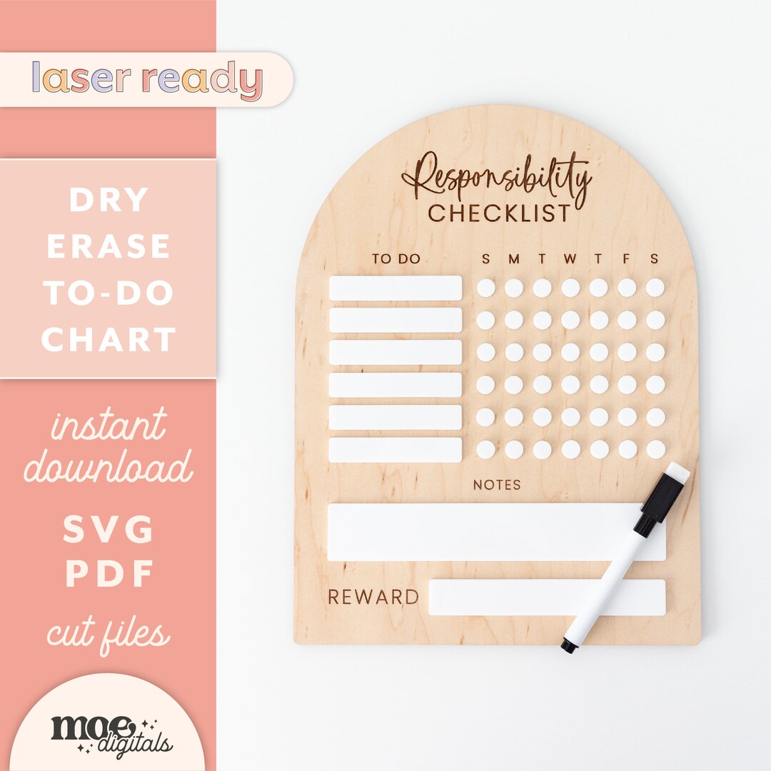 Responsibility Checklist Sign Kids Task Board Laser Cutting File ...