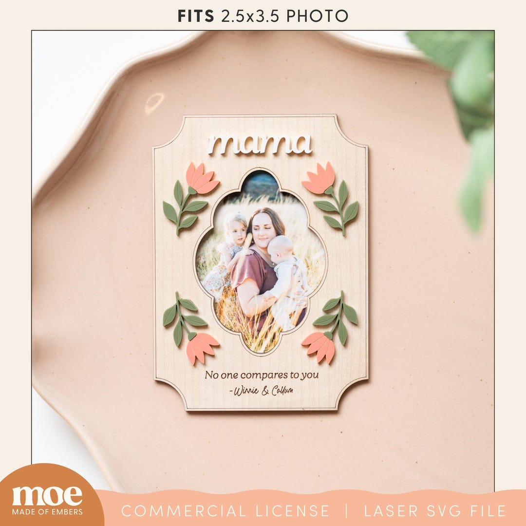 Personalized Mama Photo Frame Custom Folksy Wooden Picture Plaque ...