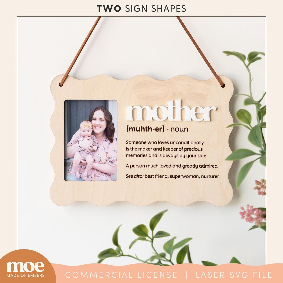 Mother Definition Hanging Photo Sign Gift Mother's Day Laser Cutting ...