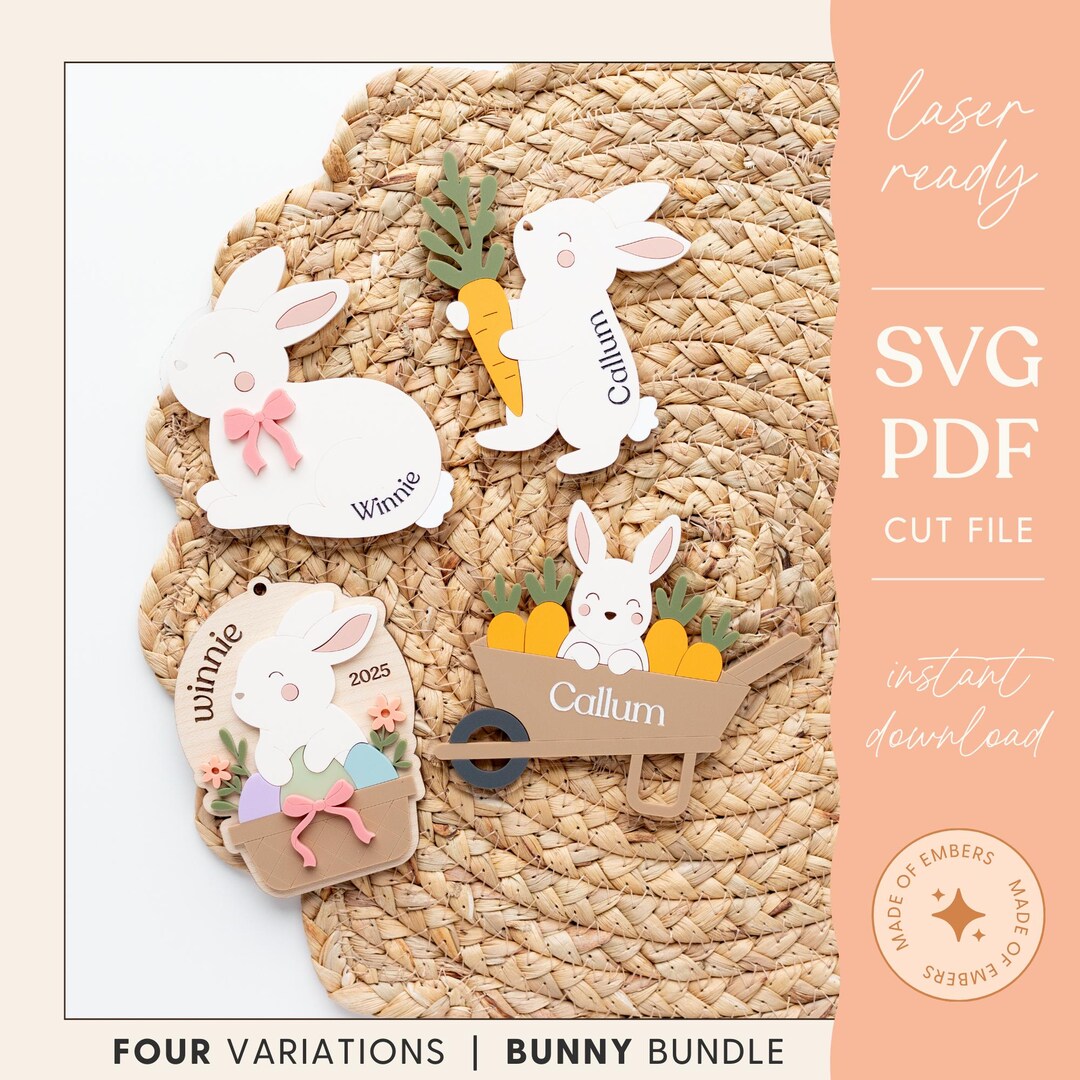 Easter Basket Bunny Name Tag Personalized Tag Basket Gift Tag Bunny ...