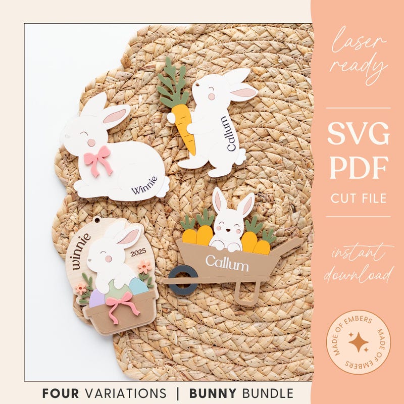 Bunny Tag Svg - Etsy