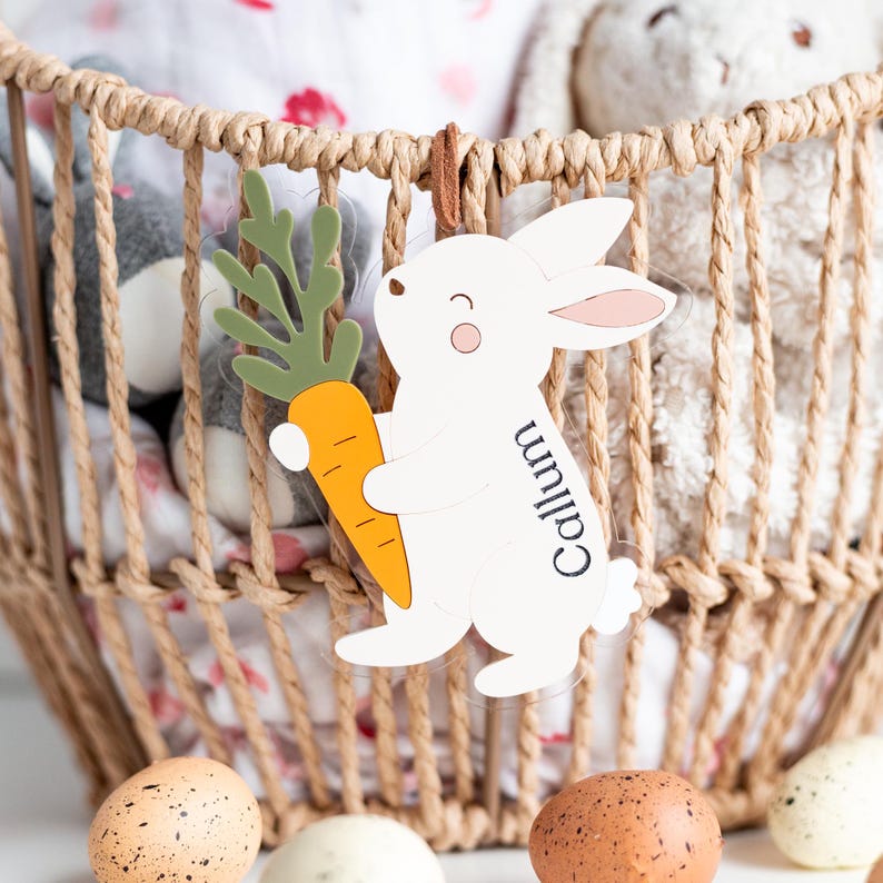 Easter Basket Bunny Name Tag Personalized Tag Basket Gift Tag Bunny ...
