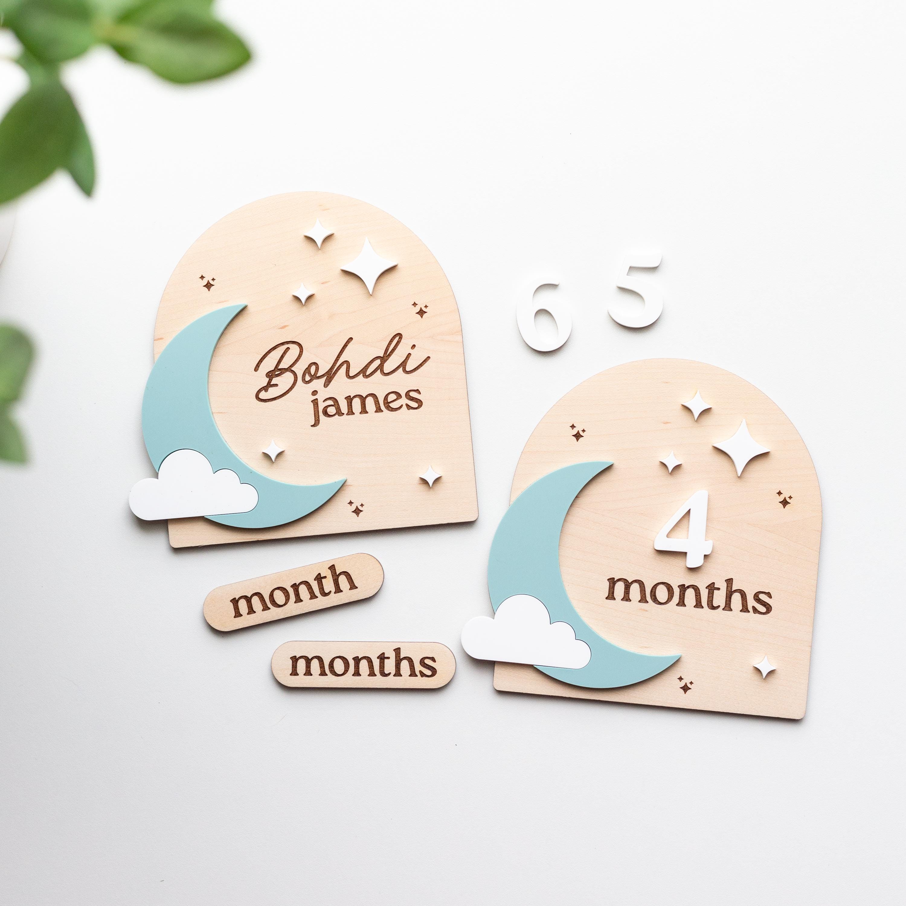 Celestial Moon Stars Cloud Baby Name Sign Wood Laser Cutting File ...