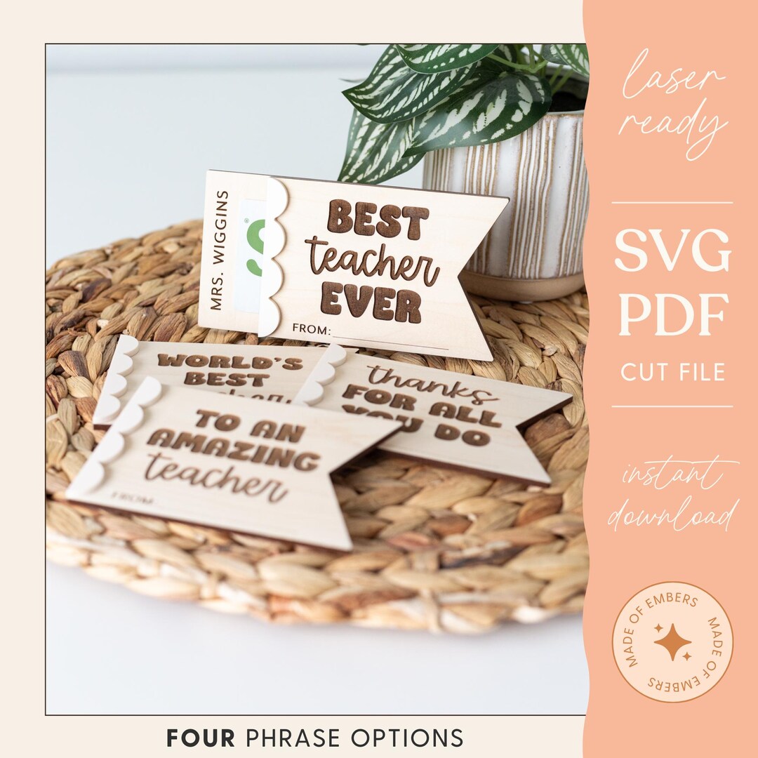 Teacher Appreciation Gift Card Holder Scallop Banner Laser Cutting File ...