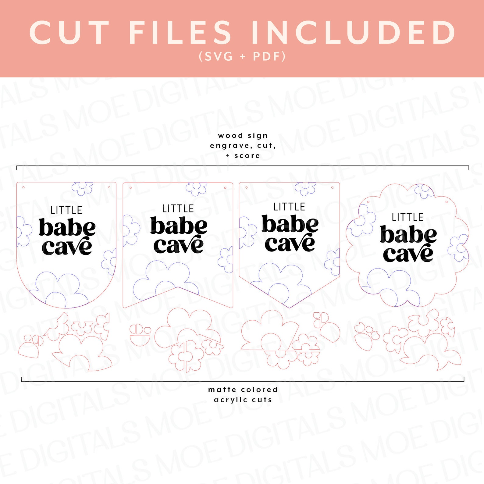 Little Babe Cave Pennant Hanging Banner Sign Laser Cutting File ...