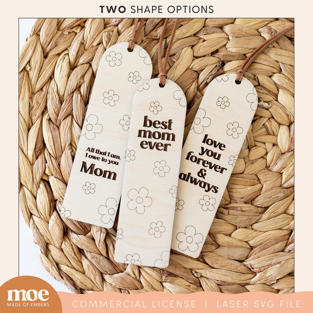 Retro Floral Mother's Day Bookmarks Single Line Flowers Laser Cutting ...