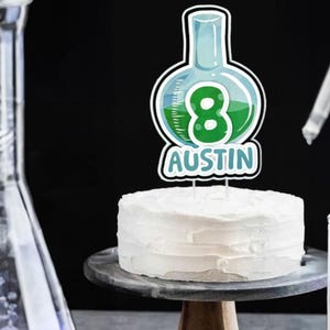 Science Themed Birthday Cake Toppers || Scientist Party Decoration ...