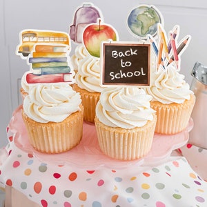 Back to School Party Cupcake Toppers || School Themed Decor || Apples ...
