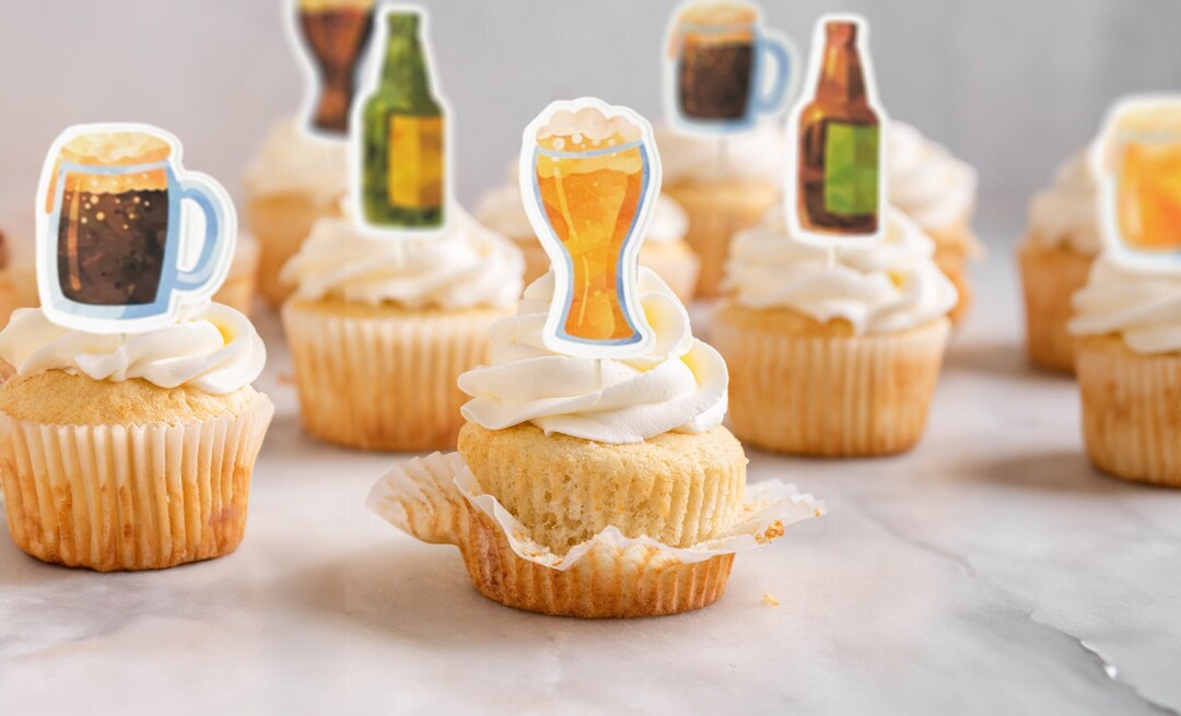 Beer Themed Birthday Cupcake Toppers || Bachelor Party Decoration ...