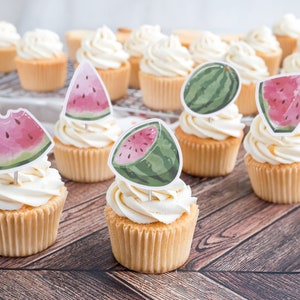 Watermelon Themed Birthday Cupcake Toppers || One in a Melon Birthday ...