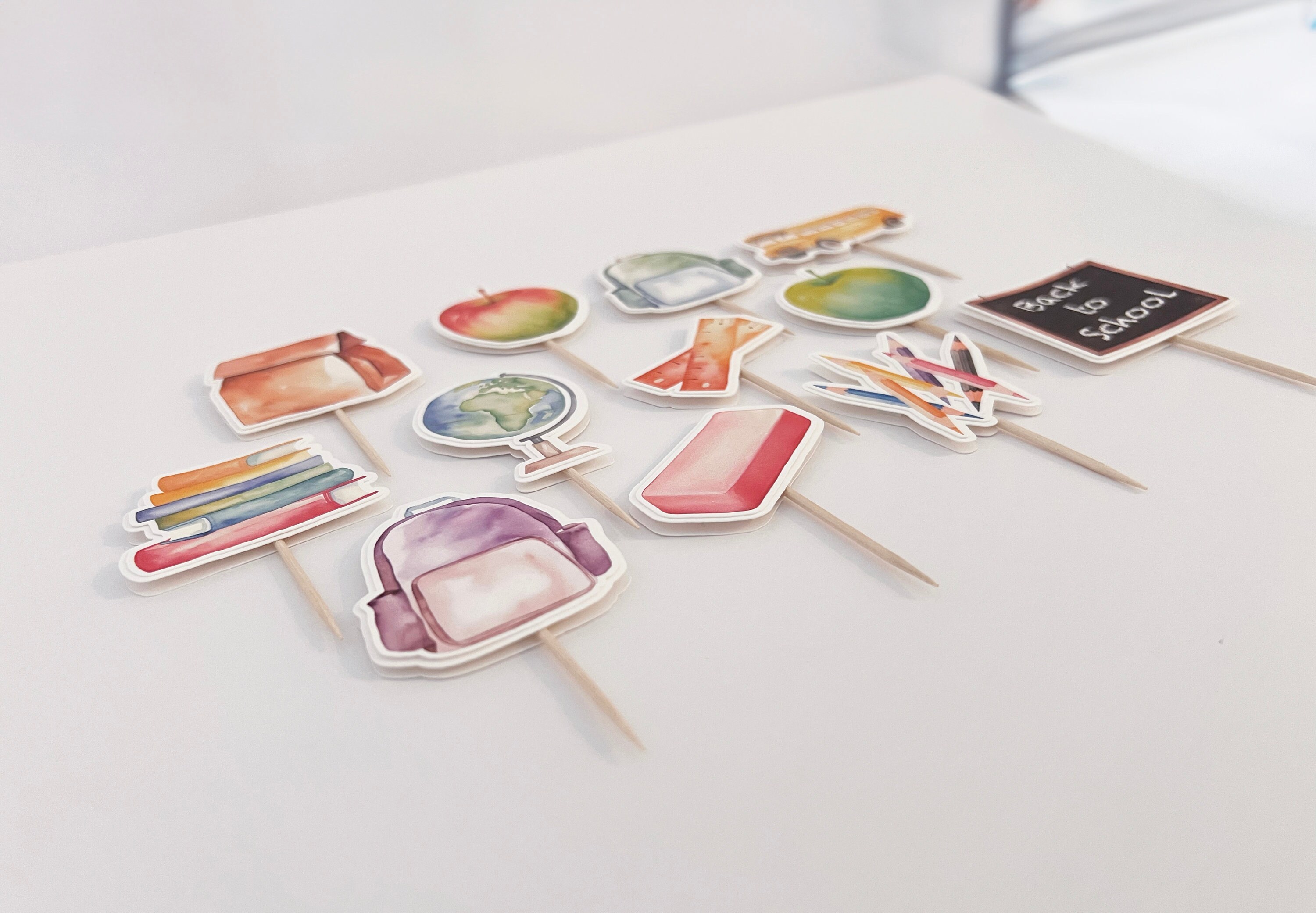 Back to School Party Cupcake Toppers School Themed Decor Apples, Crayon ...