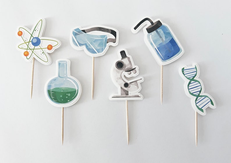 Science Themed Birthday Cupcake Toppers Scientist Party Decoration ...