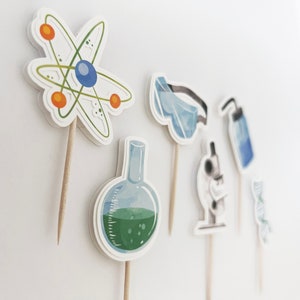 Science Themed Birthday Cupcake Toppers || Scientist Party Decoration ...