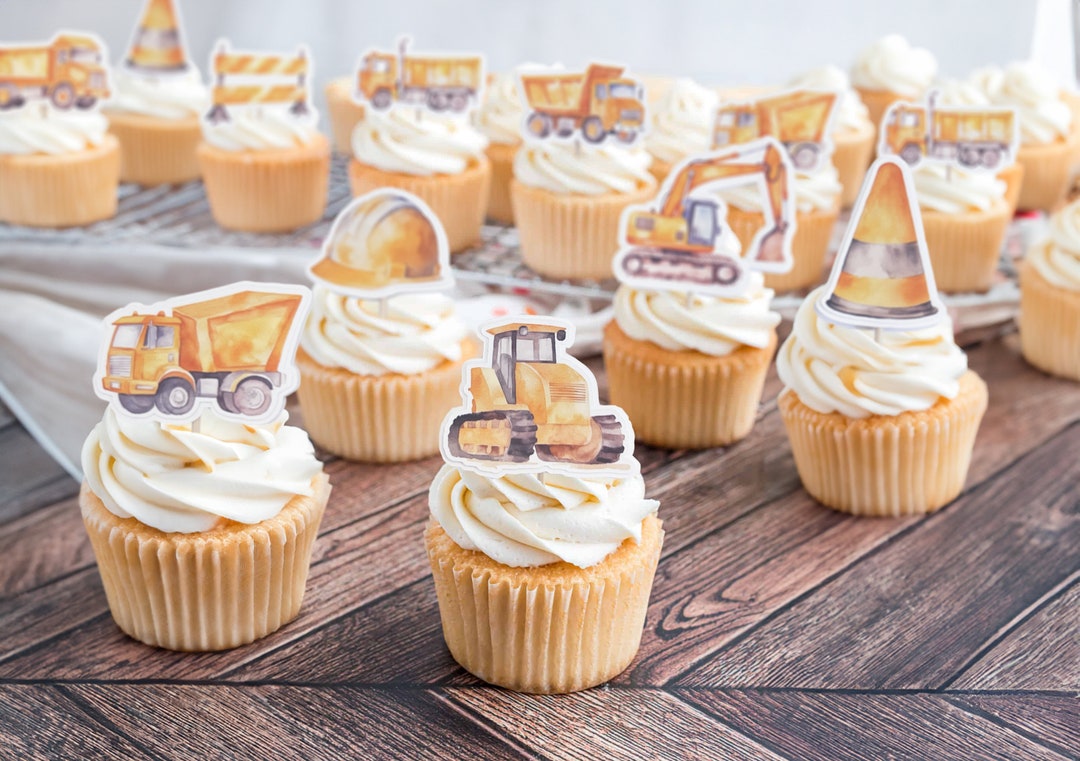 Construction Party Cupcake Toppers || Party Zone Themed Decor || Dump ...