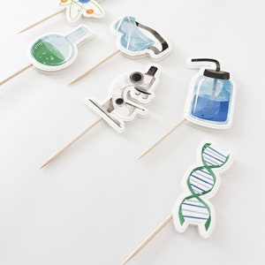 Science Themed Birthday Cupcake Toppers || Scientist Party Decoration ...