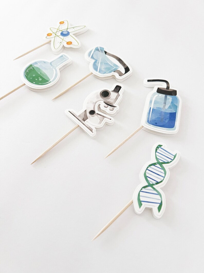 Science Themed Birthday Cupcake Toppers Scientist Party Decoration ...