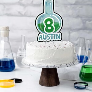 Science Themed Birthday Cake Toppers || Scientist Party Decoration ...