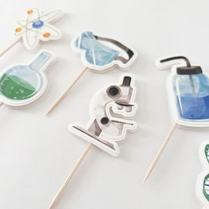 Science Themed Birthday Cupcake Toppers || Scientist Party Decoration ...