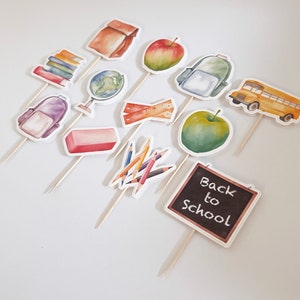 Back to School Party Cupcake Toppers || School Themed Decor || Apples ...