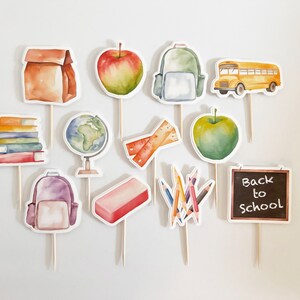 Back to School Party Cupcake Toppers || School Themed Decor || Apples ...