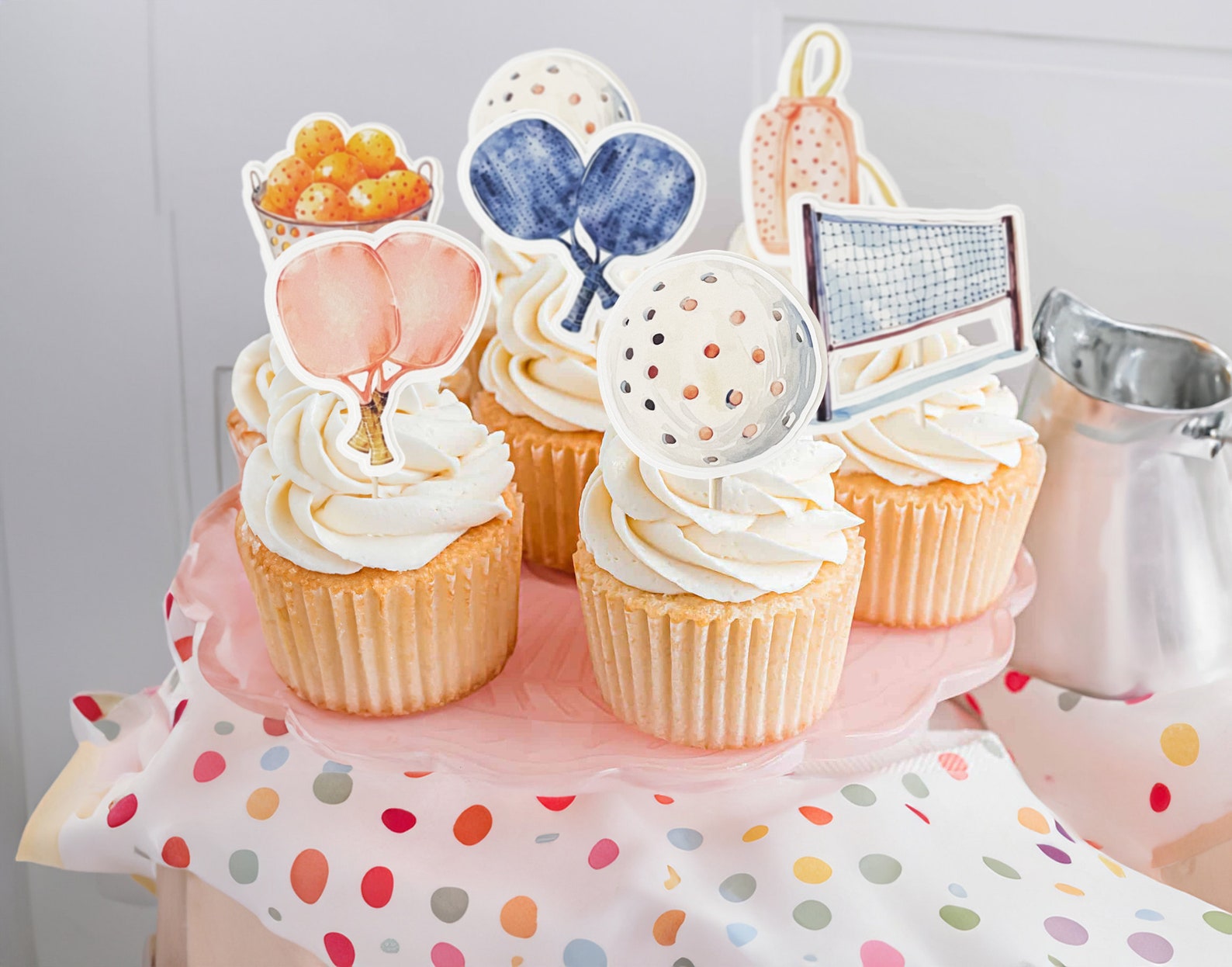 Pickleball Themed Birthday Cupcake Toppers || Sports Decoration || Set ...