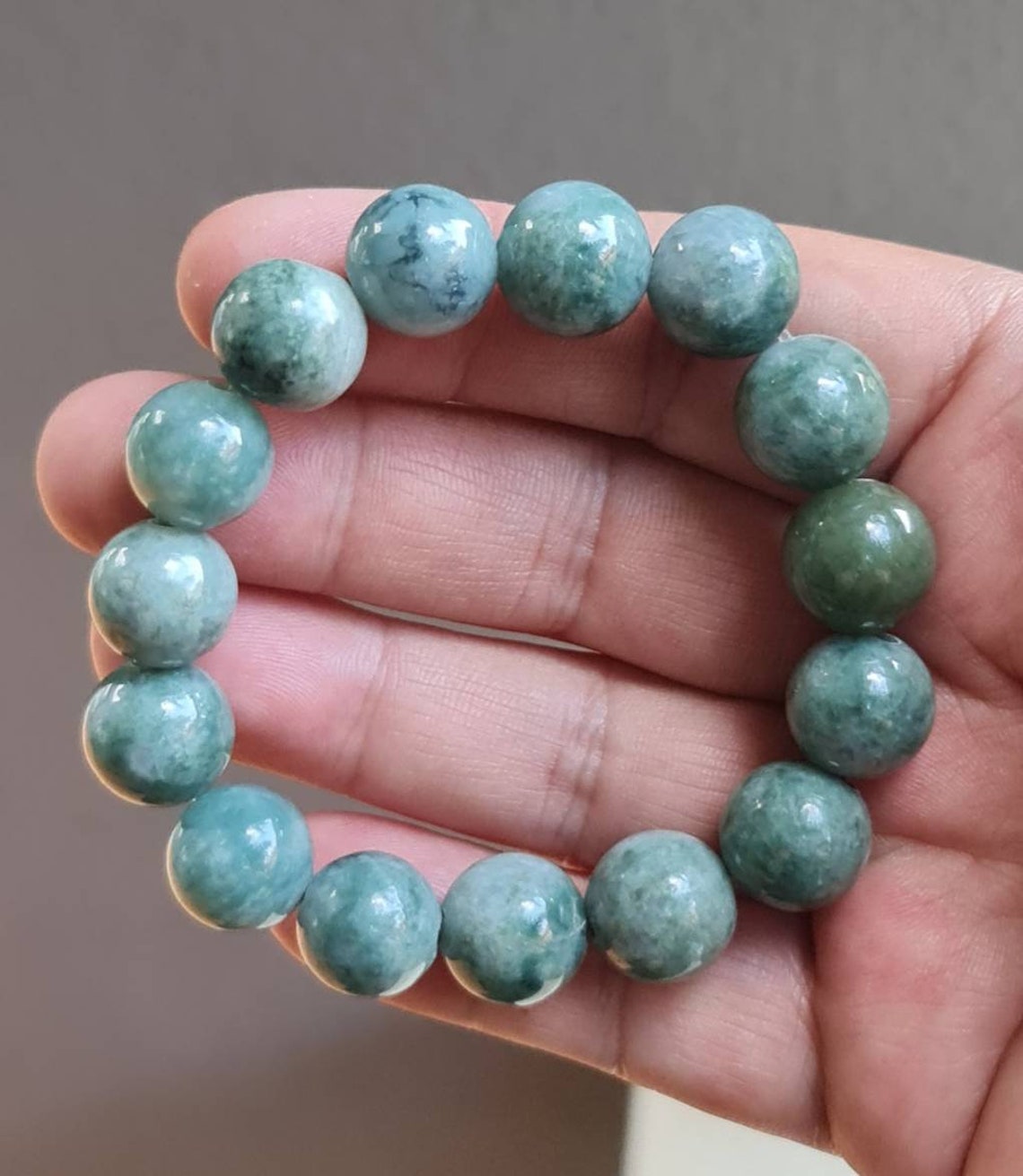 135mm Jadeit Jade Armband Runde Perle grün und blau | Etsy
