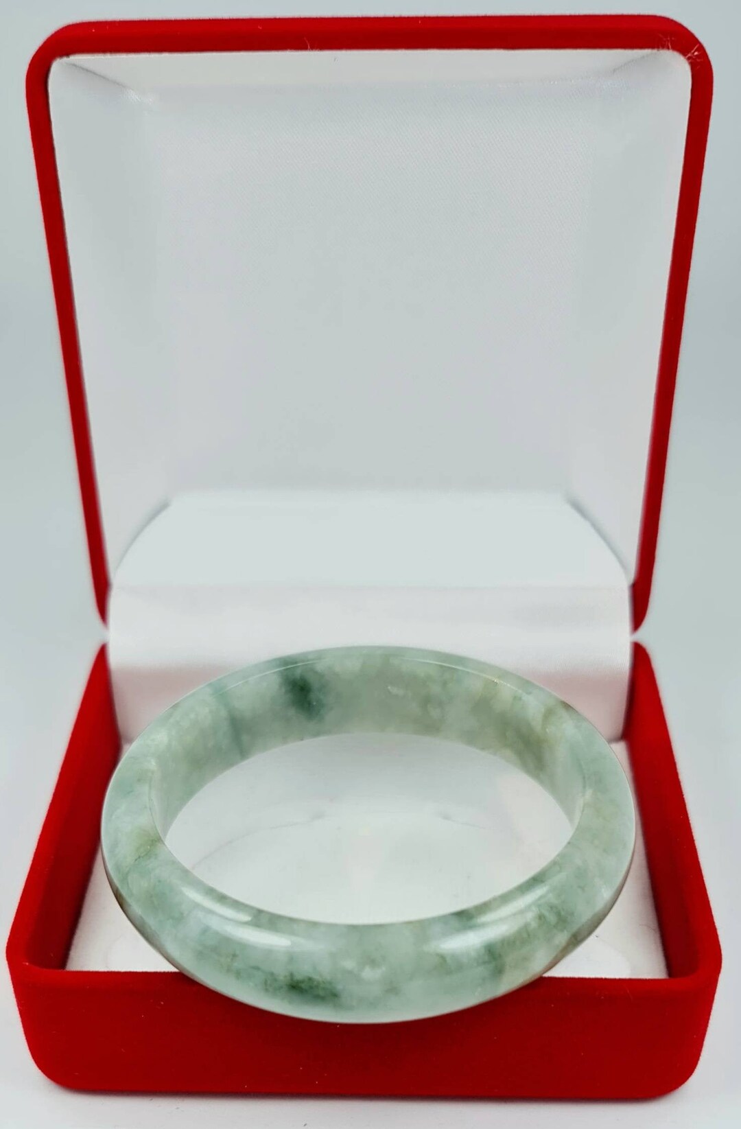 55.4mm Natural Translucent Icy Cloudy Bluish Lavender/apple Green Moss ...