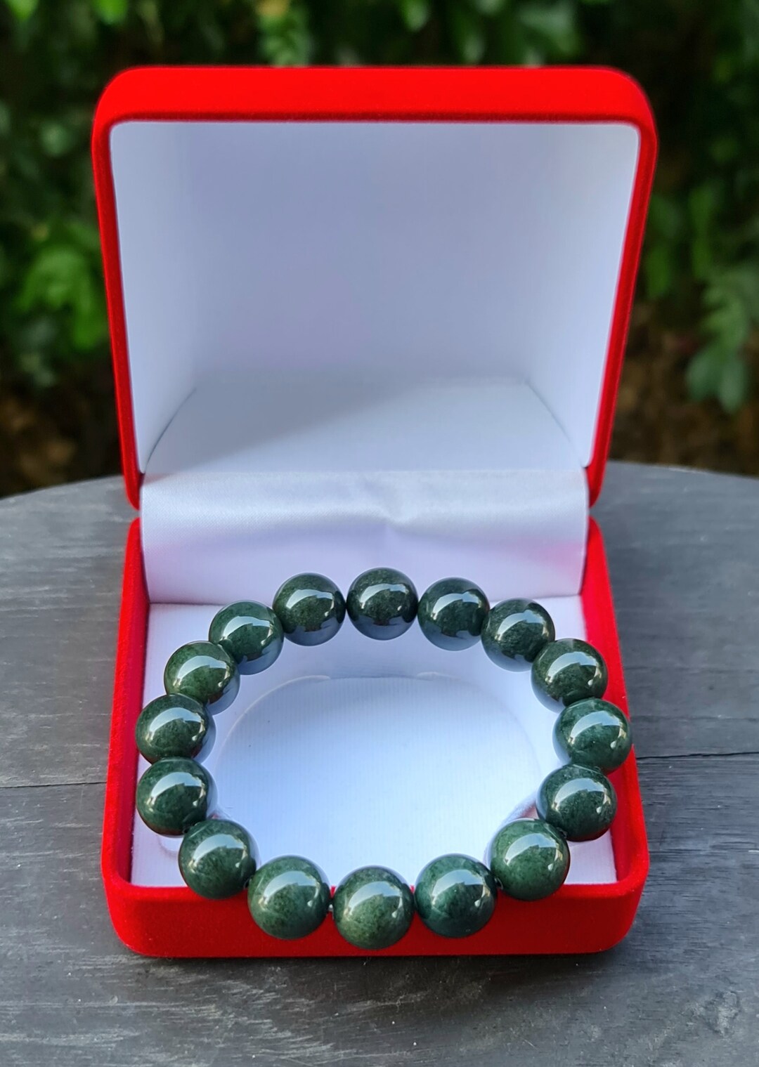 Rare Jadeite Jade 13.8mm Icy Translucent Rich Deep Forest Green Moss in ...