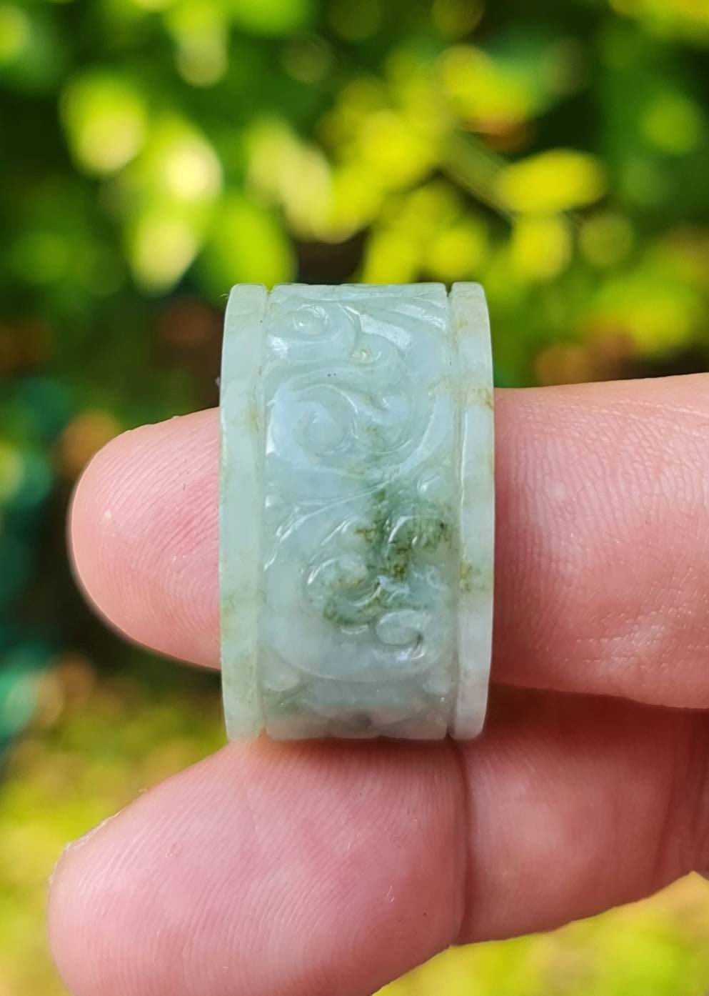 Rare Hand Carved Jadeite Round Ring Band or Thumb Ring US Size - Etsy