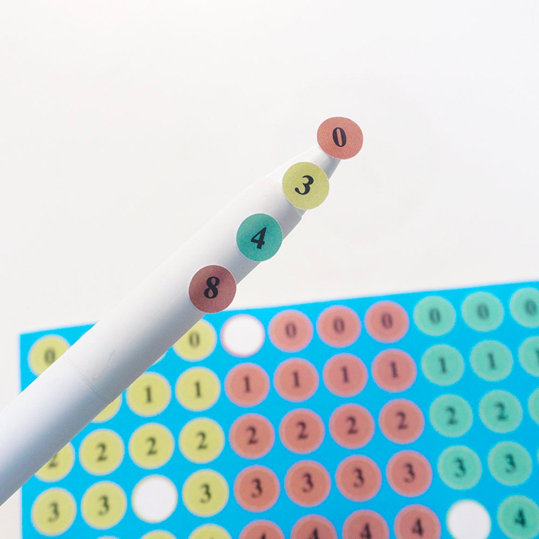 Vintage Colored Circle Number Stickers / 0-9 Numbers Big Dot Stickers ...