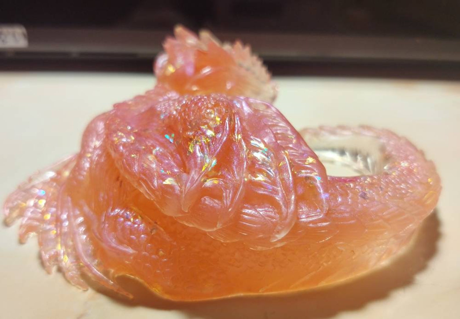 Pink Glitter Resin Dragon Sculpture Snake Sea - Etsy