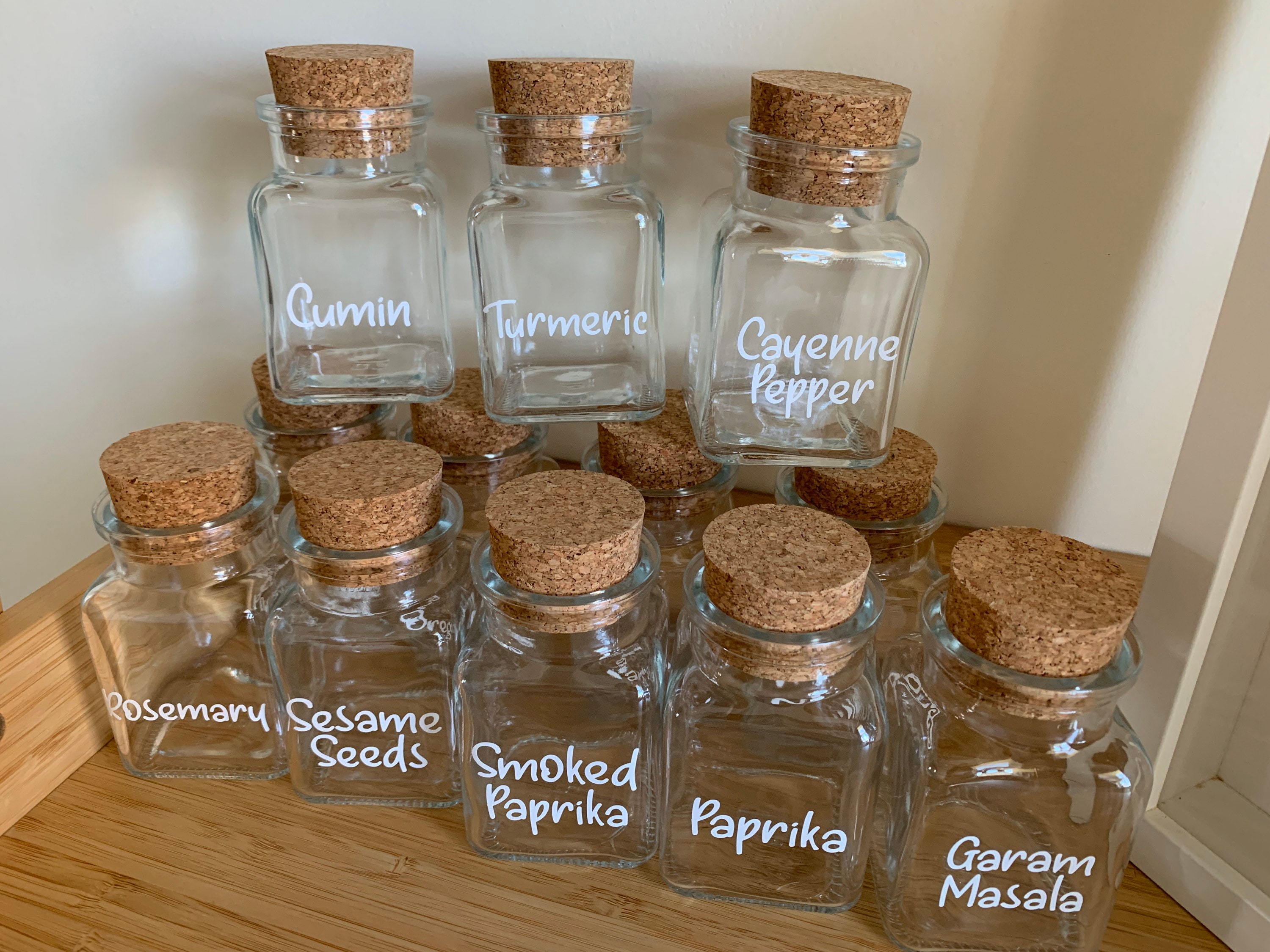 Mini Glass Spice Jars With Personalised Labels | Etsy