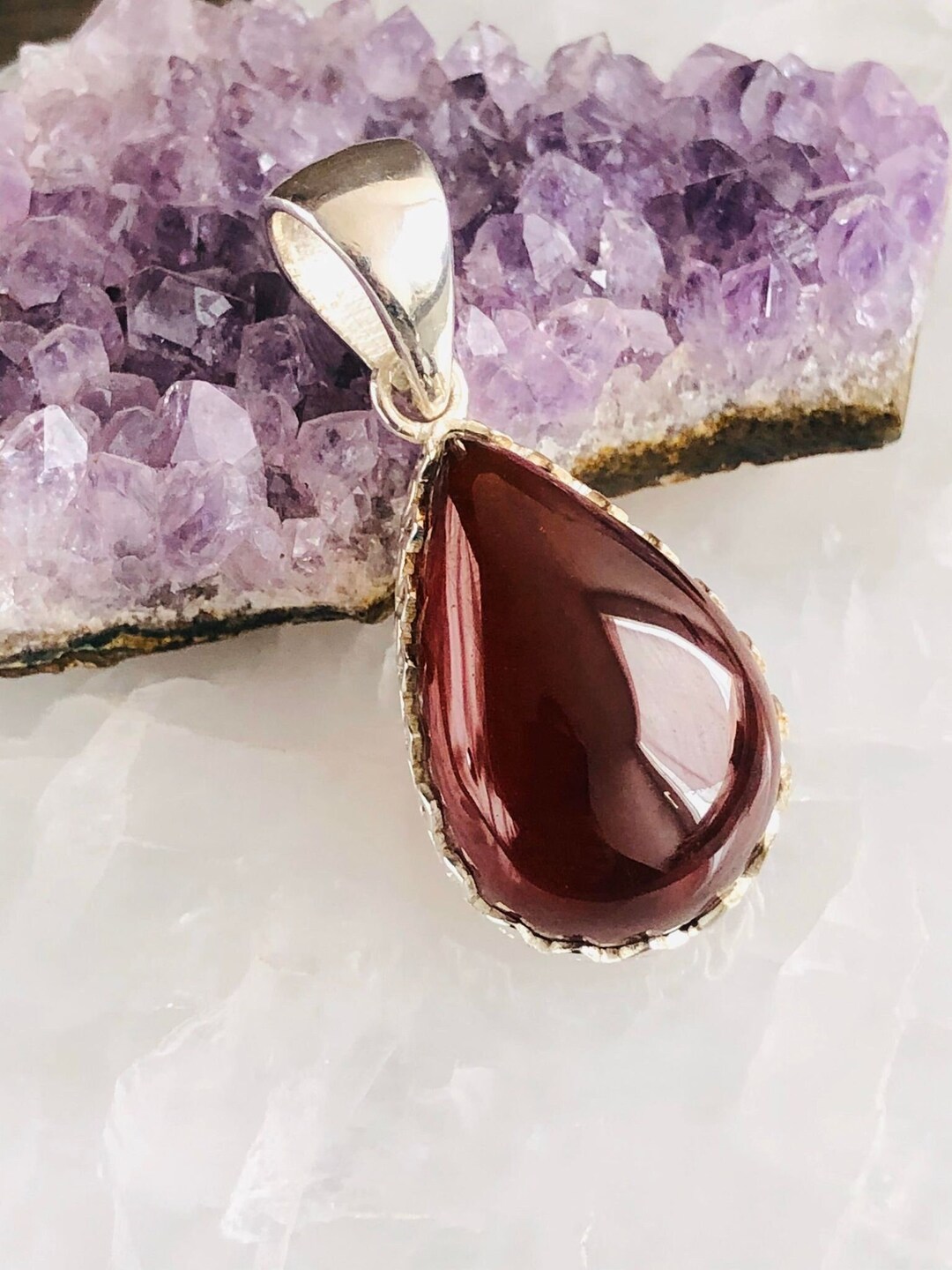 Unique Artisan Crafted Natural Garnet Silver Pendant - Etsy