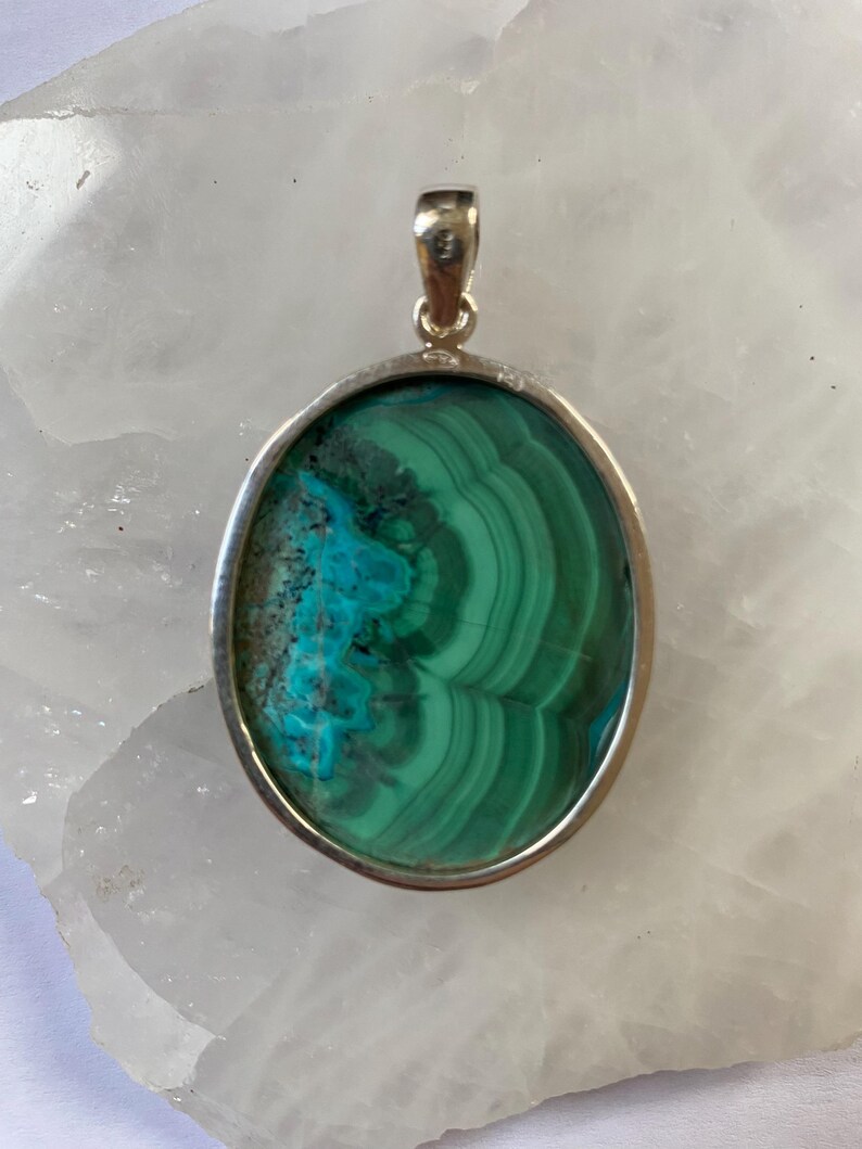 Artisan Crafted Natural Malachite Sterling Silver Pendant Oval Shape - Etsy