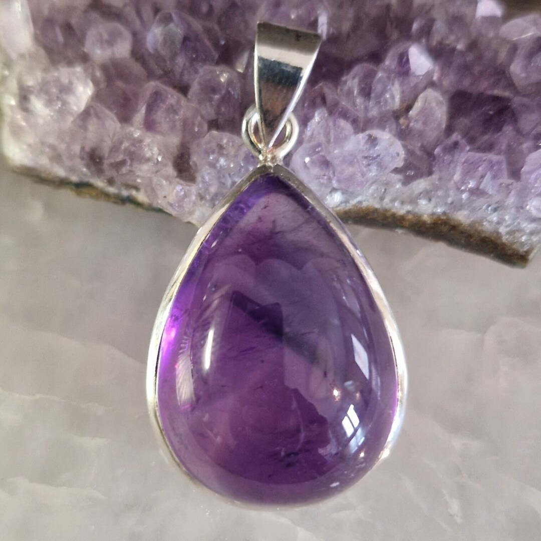 Artisan Sterling Silver Amethyst Drop Pendant - Etsy