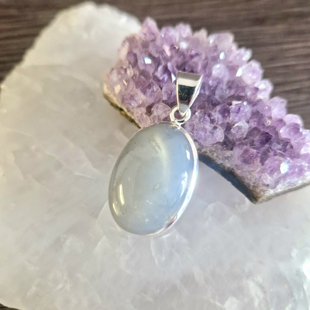 Artisancrafted Natural Grey Moonstone Sterling Silver Pendant Oval - Etsy
