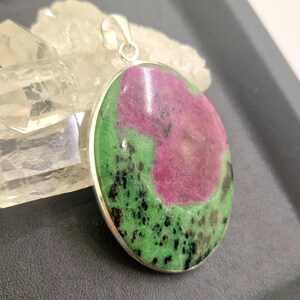 Zoisite Ruby Silver Pendant, High-grade Oval Shape - Etsy