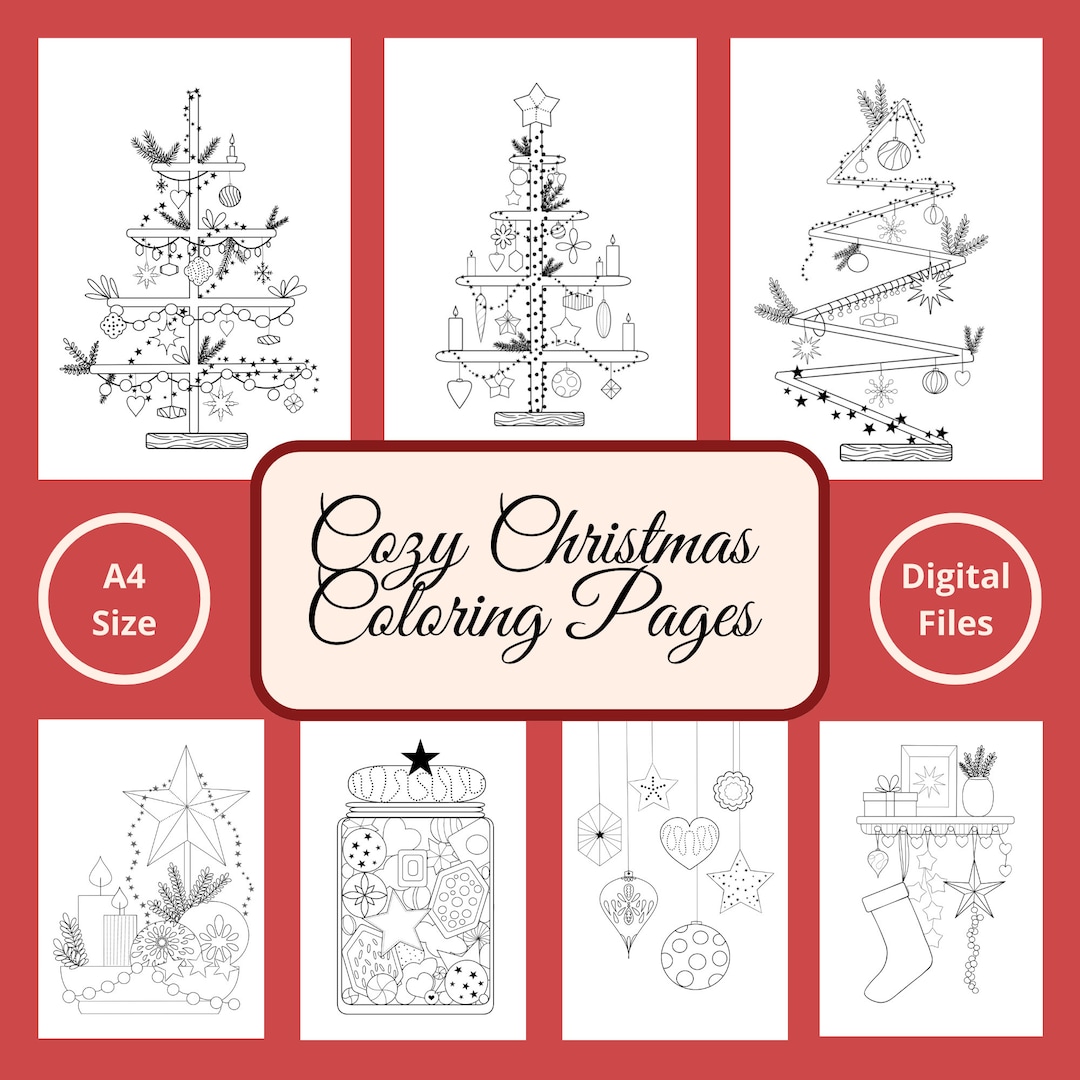 Hand-drawn Original Printable Cozy Christmas Coloring Pages Coloring ...