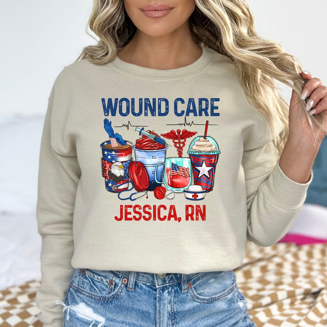 Personalized Wound Care Nurse US Patriotic Shirt, Long Sleeve ...