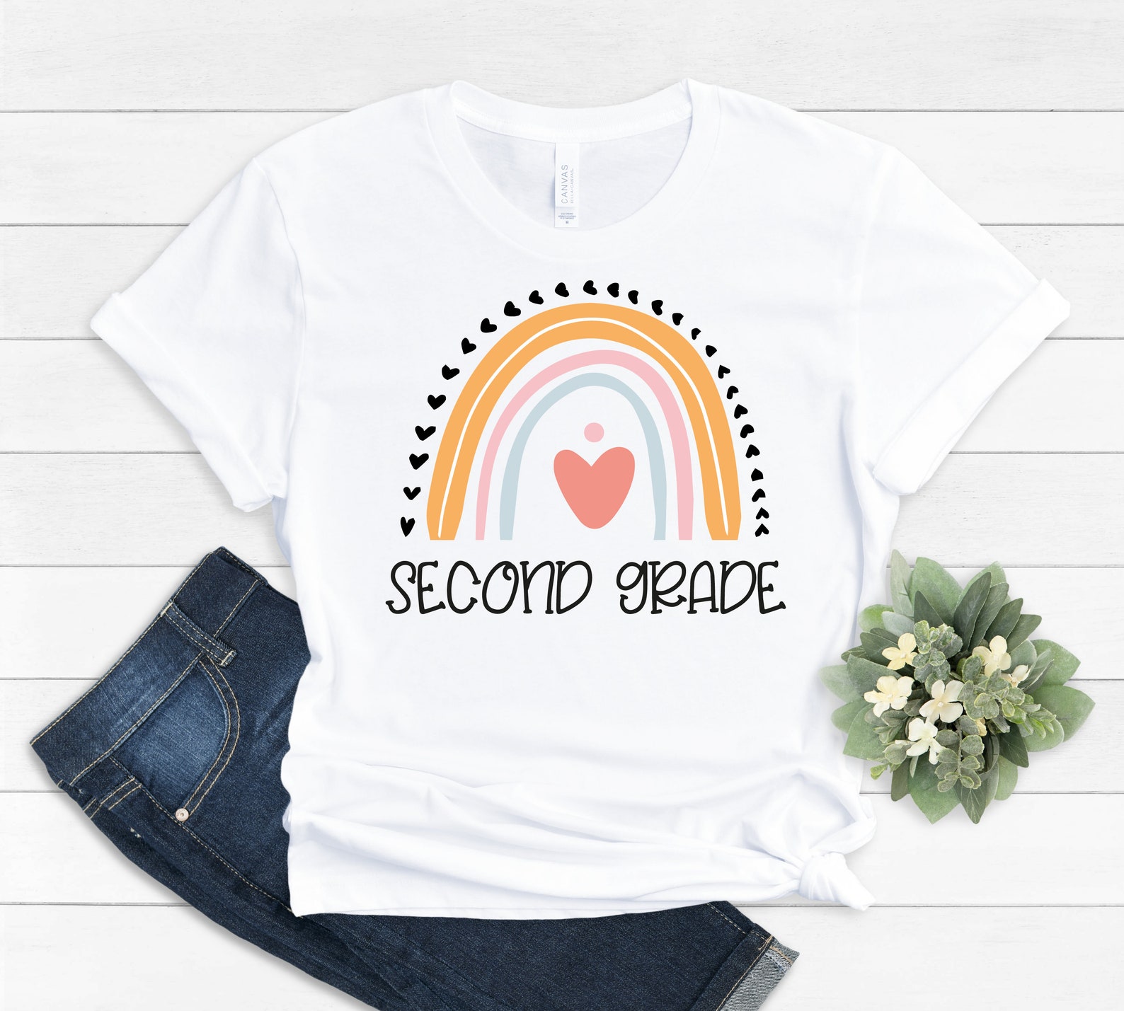 Second Grade Shirt Teacher Shirt Rainbow Shirt 2nd Grade - Etsy