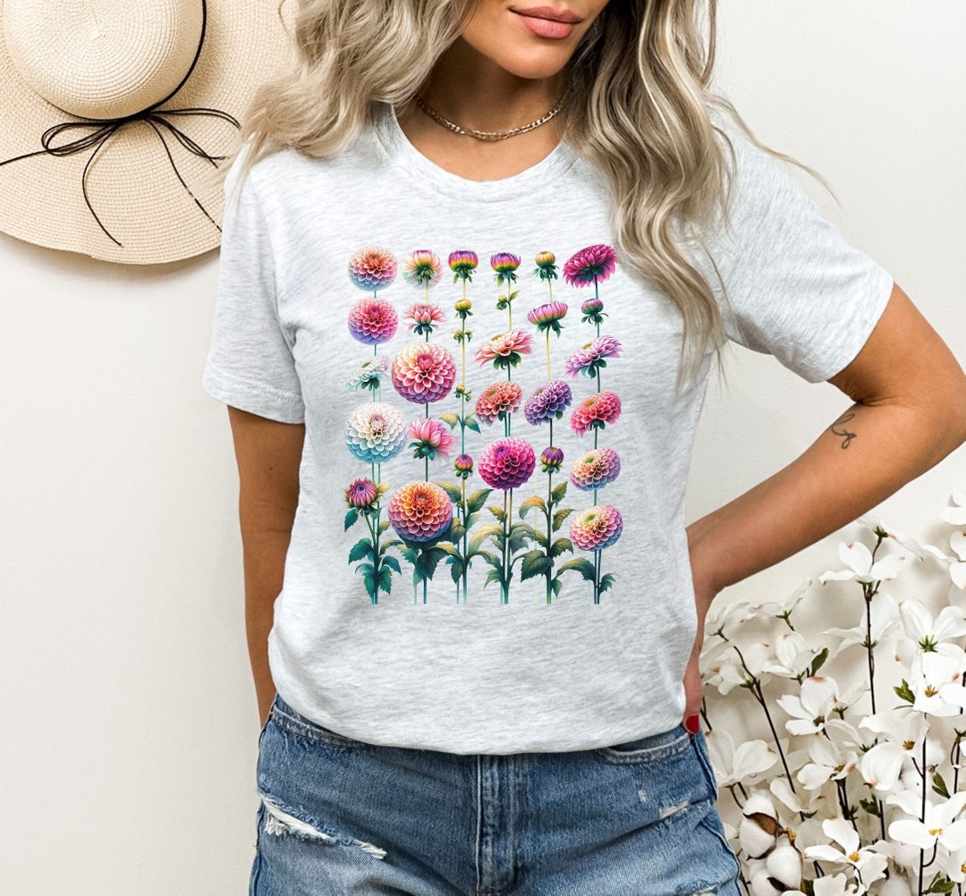 Floral Shirt, Gift, Floral Tee, Spring Apparel, Dahlia Flowers T-shirt ...