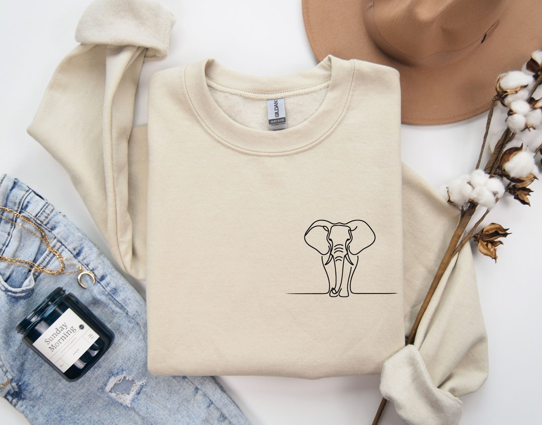 Elephant Shirt One Line Art, Gift, Long Sleeve, Sweatshirt, Hoodie ...