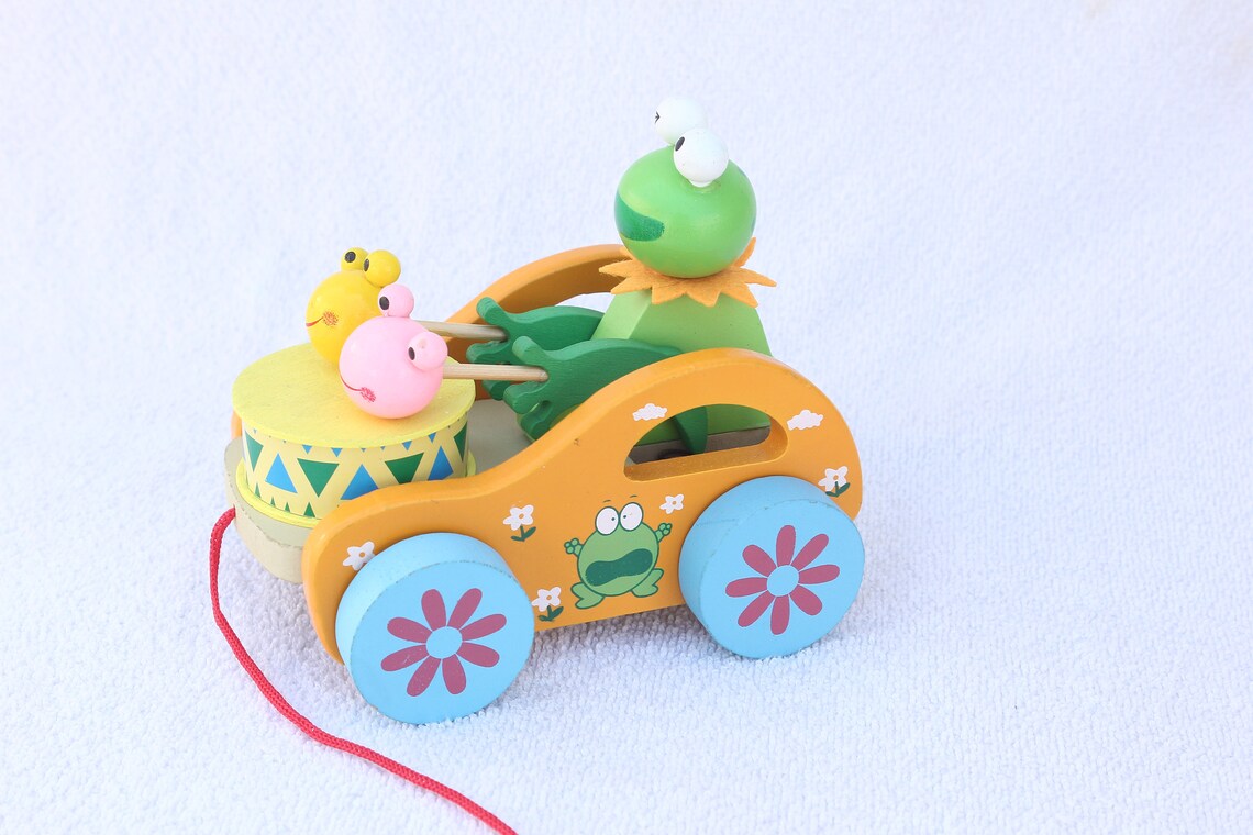 Frog Cart Pull Along With the Drums Sounds - Etsy