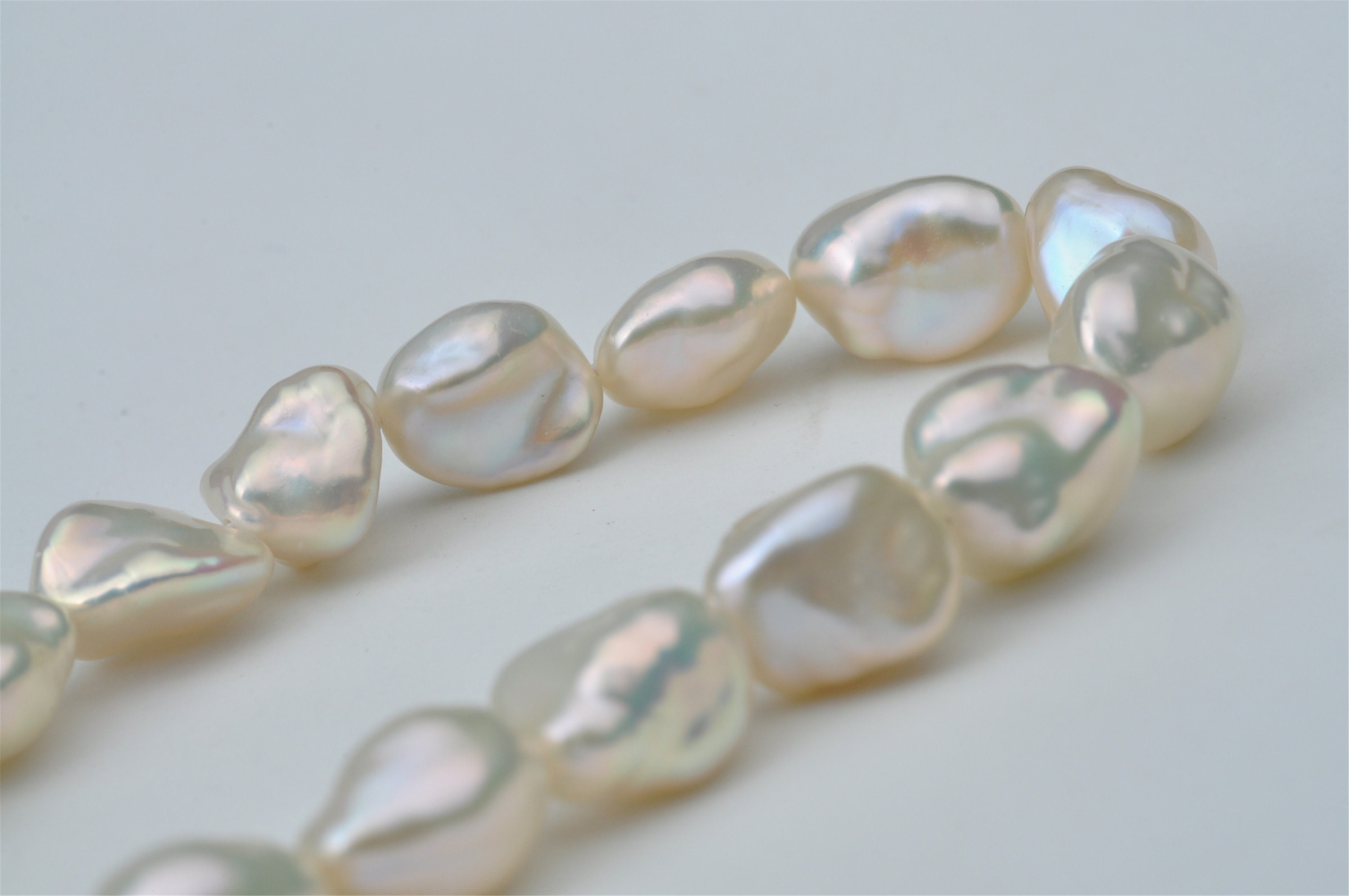 Natural Metallic White Color Keshi Pearl Strand - Etsy