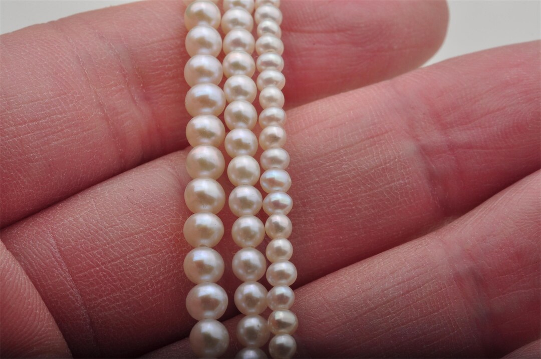 Tiny White Pearl Necklace Strand,small Round/near Round Freshwater ...