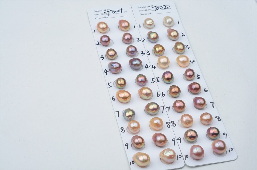 Natural Metallic Color Edison Pearl Pair, Natural Semi-baroque Pearl ...