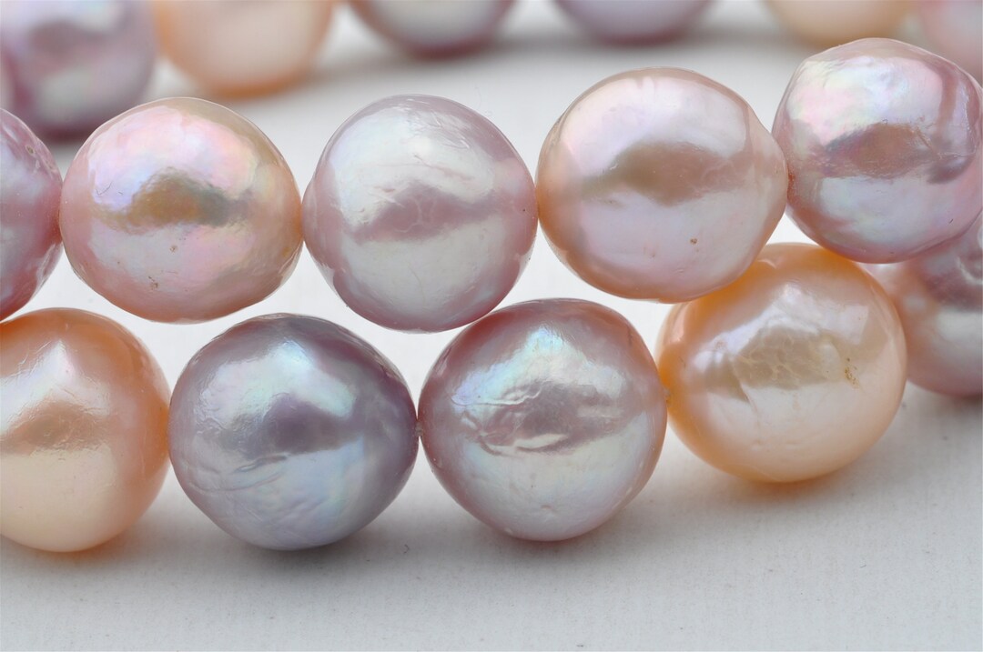 Baroque Pearl String With Natural Metallic Color,ripple Pearl Strand ...