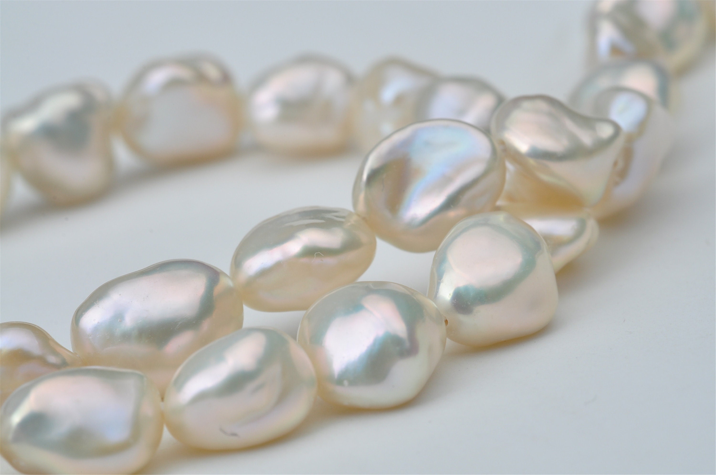 Natural Metallic White Color Keshi Pearl Strand - Etsy
