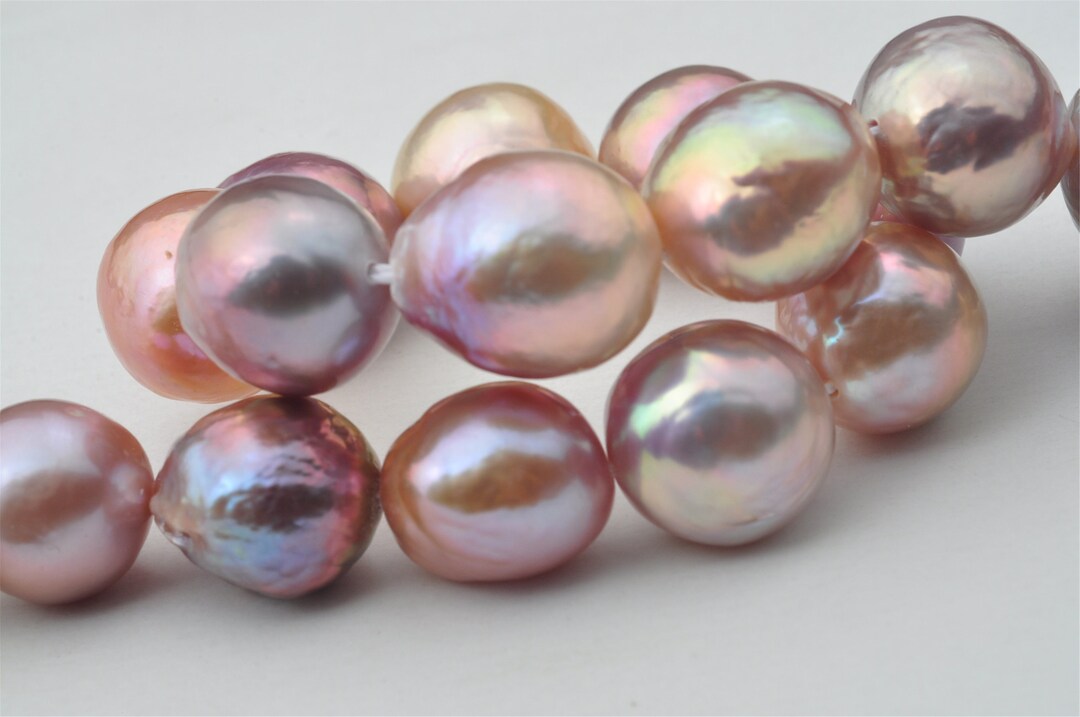 Baroque Pearl String With Natural Metallic Color,ripple Pearl Strand ...